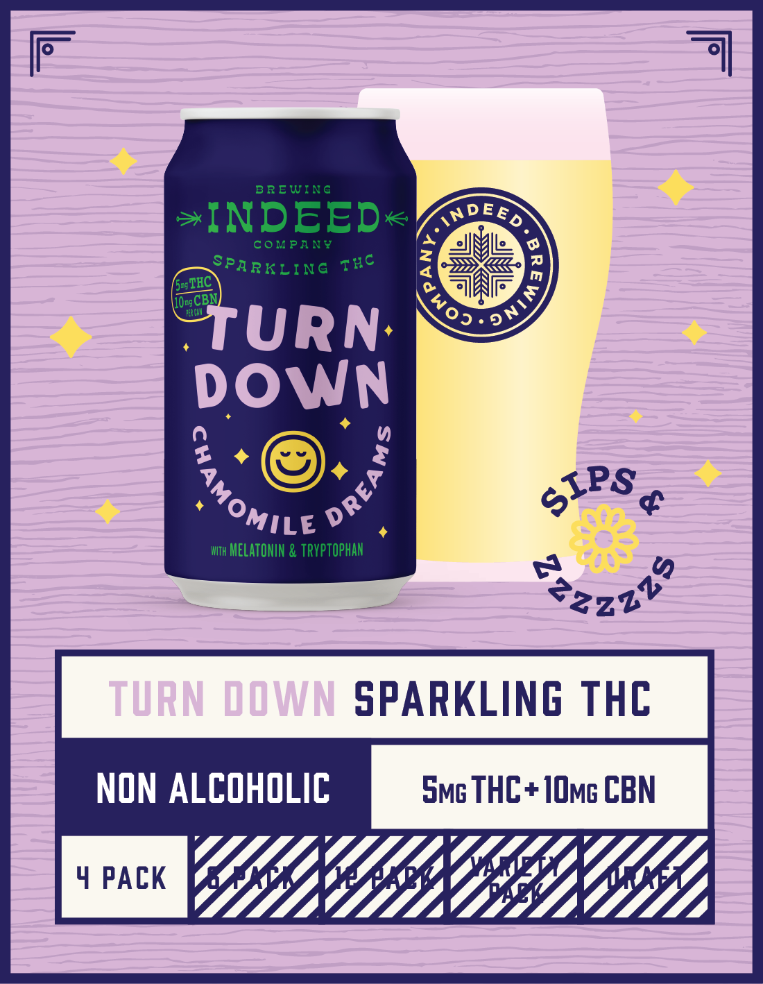 Turn Down Chamomile Dreams - 5mg THC/10mg CBN 12oz 4-packs – Indeed ...